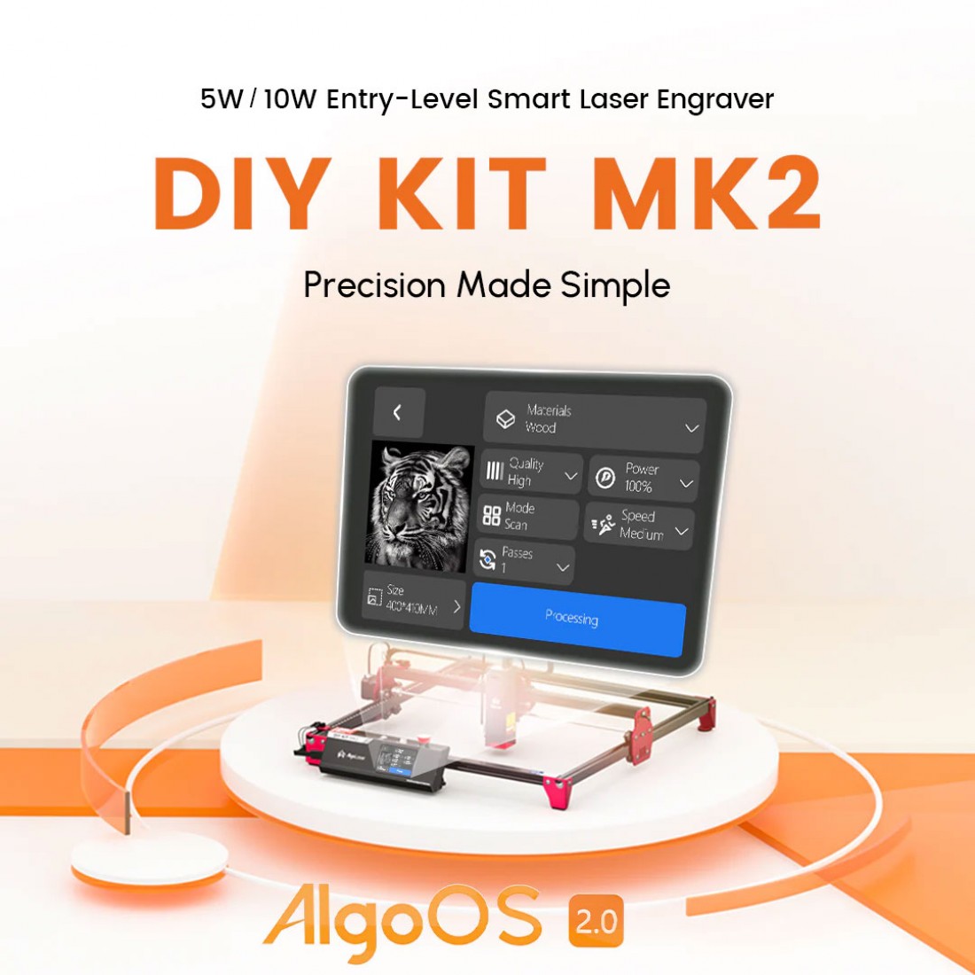 دستگاه لیزر حکاکی و برش با لیزر 20 وات اپتیکال AlgoLaser DIY KIT MK2 ...