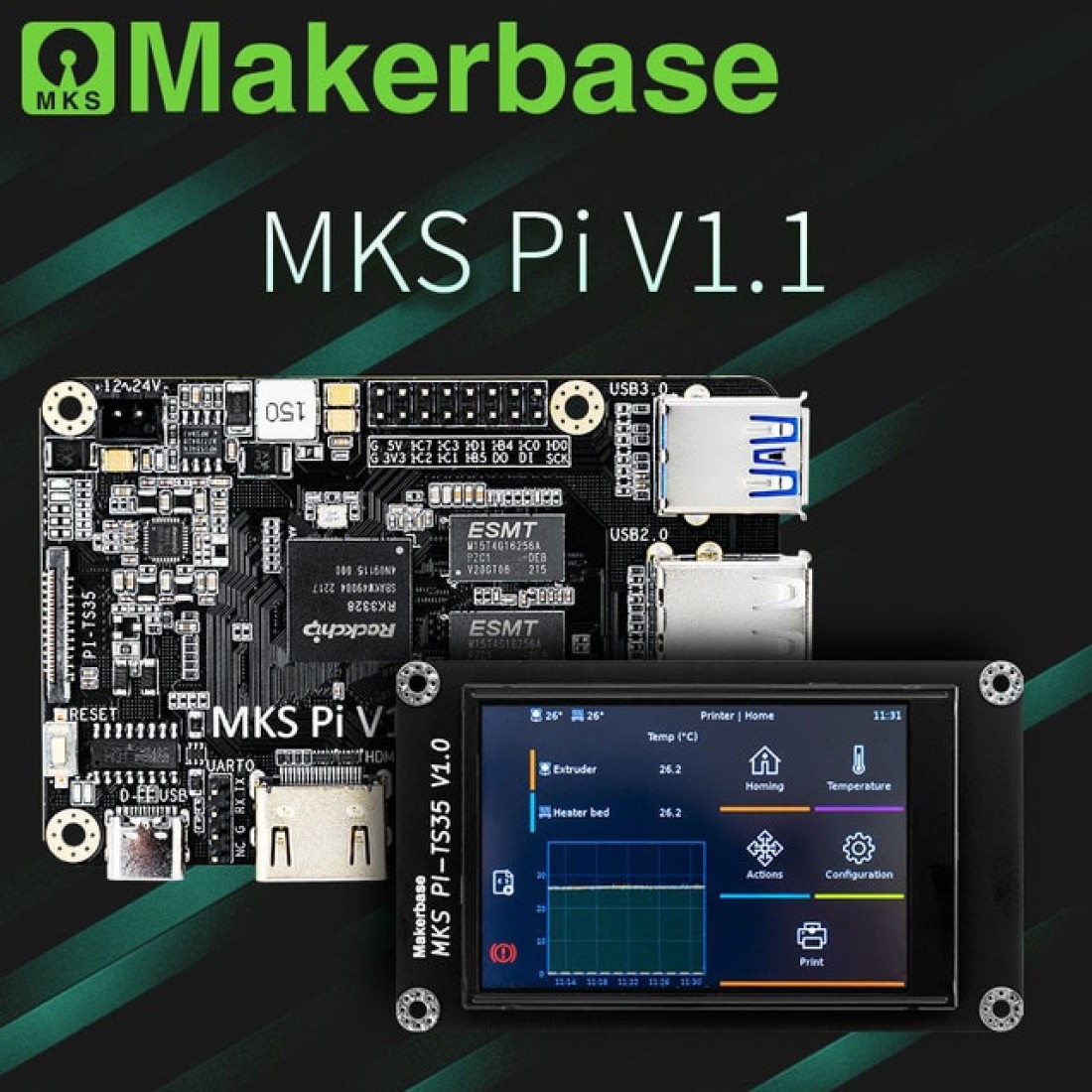برد کنترلر Makerbase MKS PI همراه با نمایشگر رنگی و لمسی MKS PI-TS35 - فروشگاه پرینتر سه بعدی ...